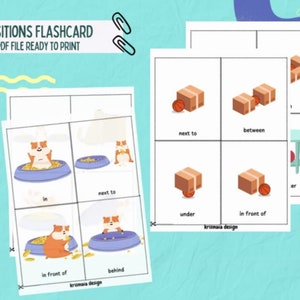 Prepositions Flashcards Printable Flashcards for Kids - Etsy