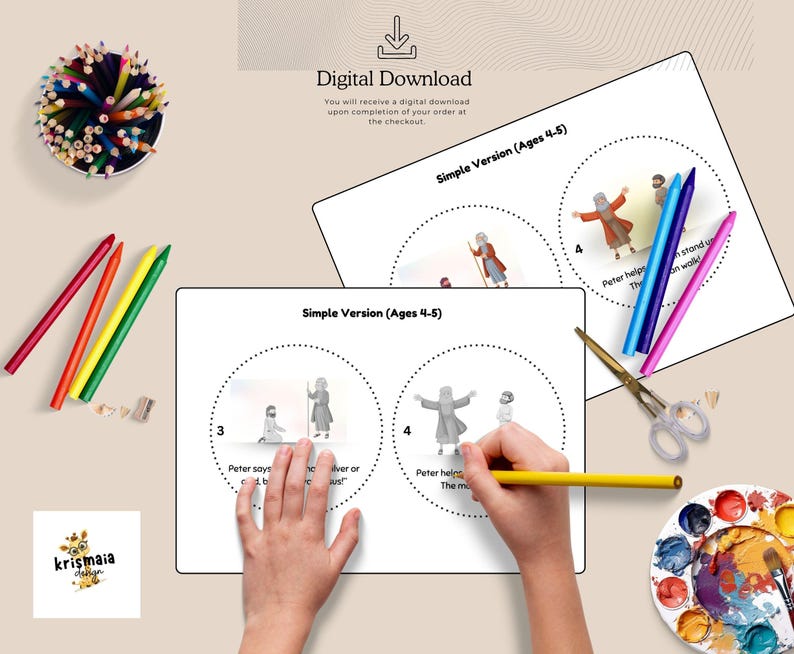 Peter Heals a Lame Man Bible Story Craft for Kids Printable Circle Book ...