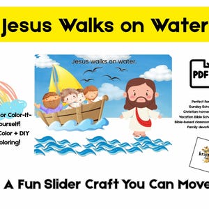 Jesus Walking on Water Craft: Printable Slider Activity (PDF Pattern ...