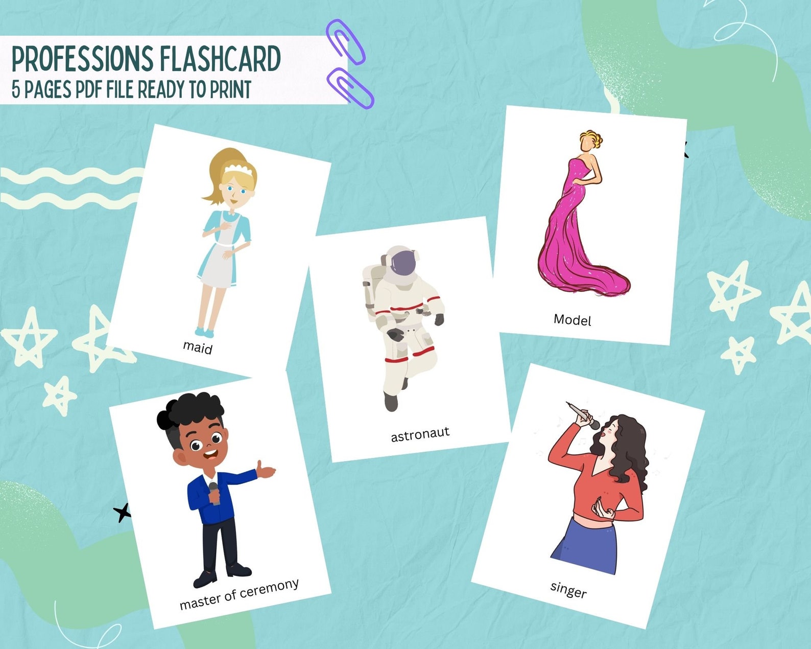 Printable Profession Flashcards for Kids 20 Ready to Print Flashcards ...