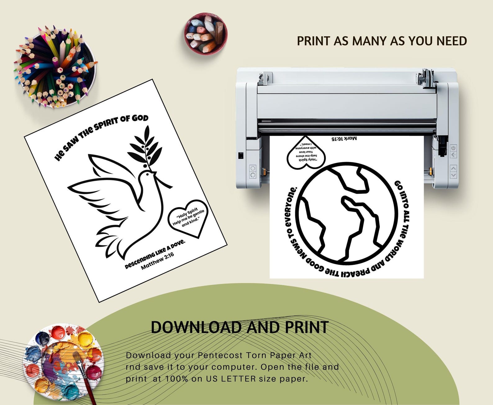 Pentecost Torn Paper Craft: Holy Spirit Sunday School Activity (digital ...
