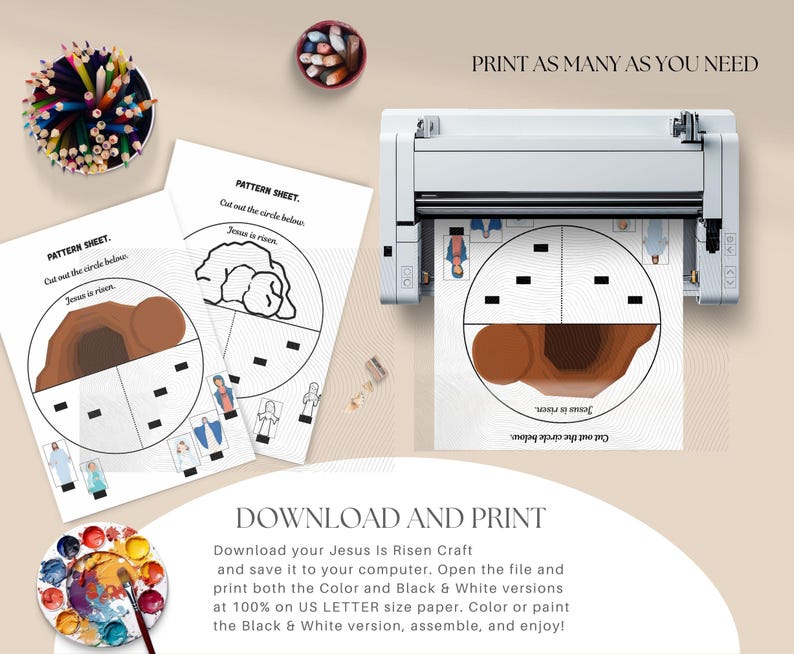 Easter Sunday School Crafts, Printable Bible Activity Kids, Jesus Risen ...