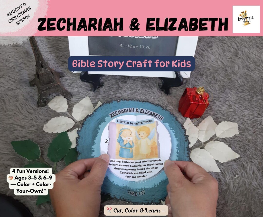 Zechariah and Elizabeth Bible Story Craft: Advent Activity (printable ...