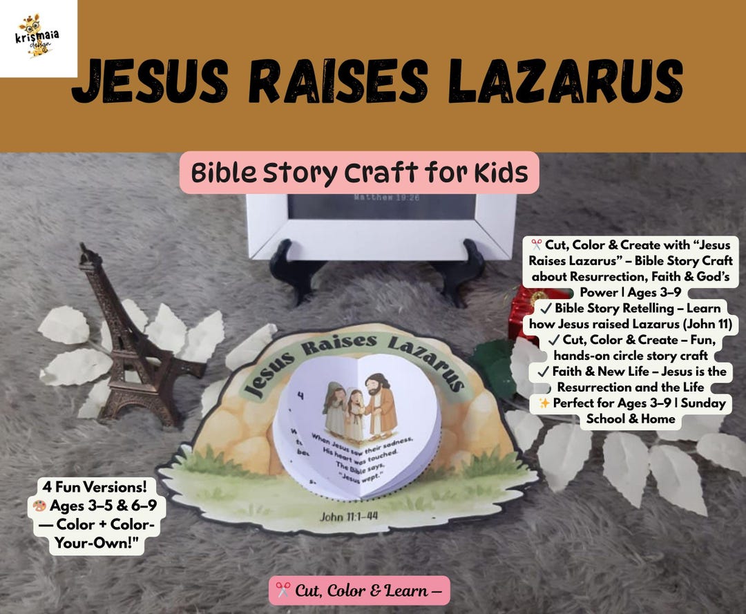 Jesus Raises Lazarus Craft: Bible Story Circle Book (PDF Download) - Etsy