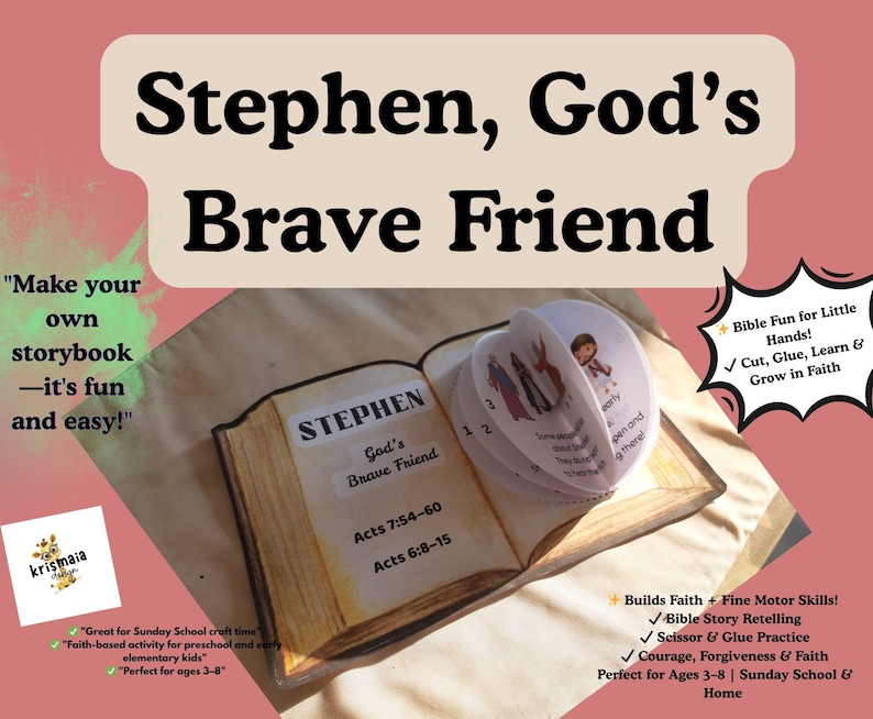 Stephen's Story Bible Craft: Christian Printable Activity Book (ages 3 ...