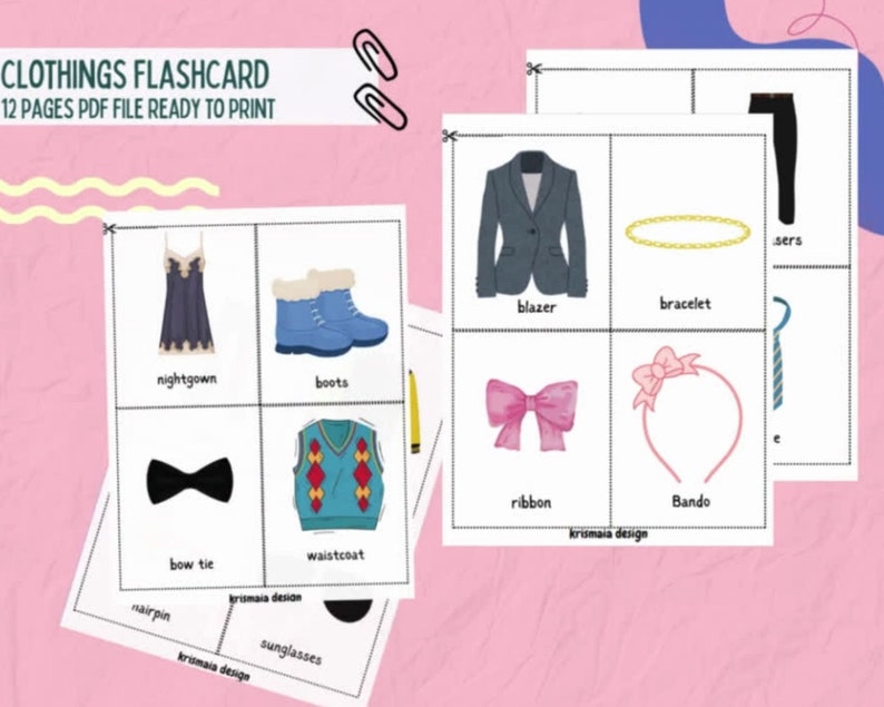Clothing Flash Cards for Preschool and Special Needs Children Printable ...