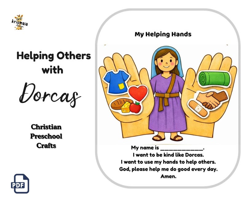 Helping Others Bible Craft for Kids – Dorcas Helping Hands Kindness ...