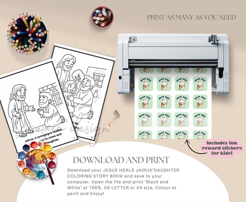 Jesus Heals Jairus' Daughter Coloring Book: Sunday School Activity (PDF ...