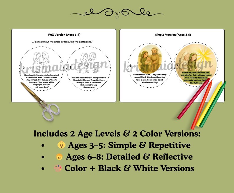 Ruth and Naomi Bible Story Craft – Kindness Activity (ages 3-9 PDF) - Etsy