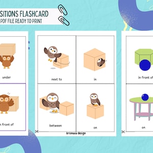 Prepositions Flashcards Printable Flashcards for Kids - Etsy