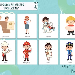 Printable Profession Flashcards for Kids 20 Ready to Print Flashcards ...