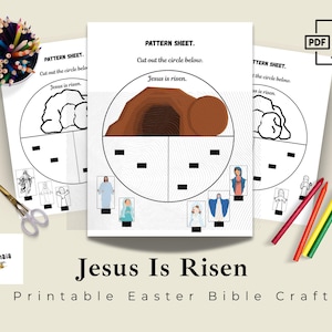 Easter Sunday School Crafts, Printable Bible Activity Kids, Jesus Risen ...