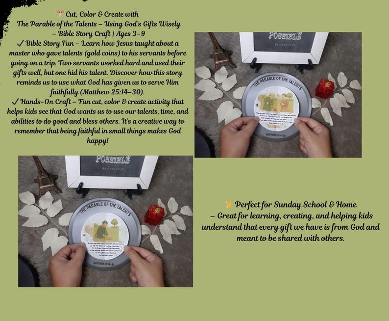 The Parable of the Talents Bible Craft | Cut Color & Create Activity ...