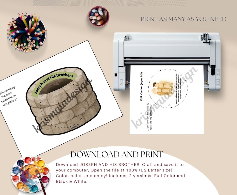 Joseph and His Brothers Bible Story Craft: Cut & Color Activity (PDF ...