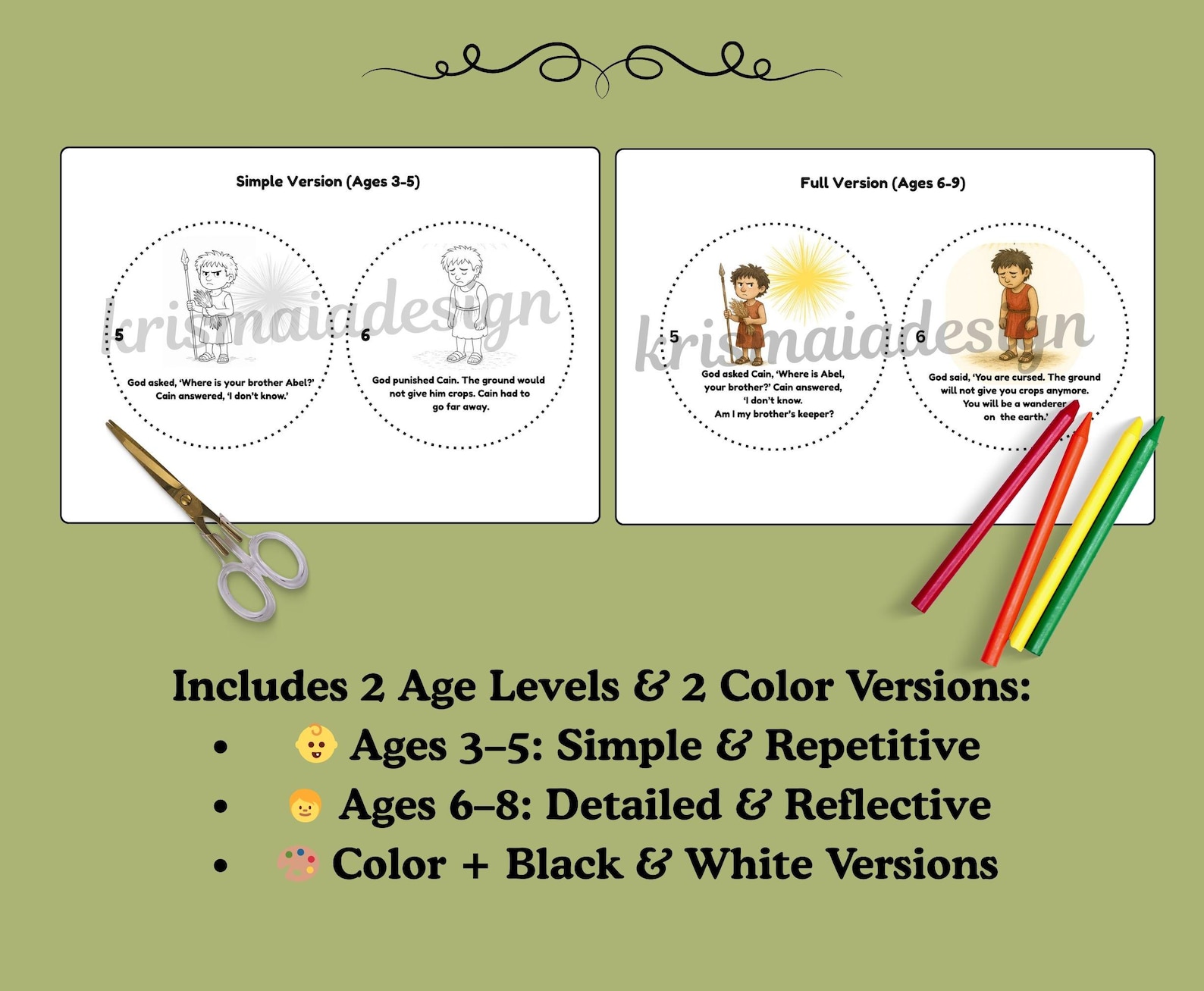 Cain and Abel Bible Story Craft: Circle Book Printable (PDF) - Etsy