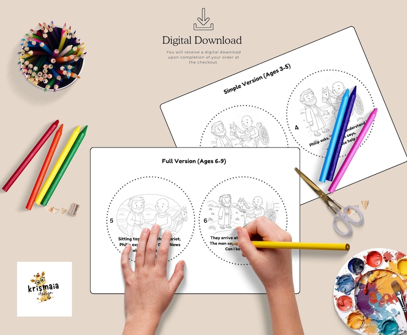 Philip and the Ethiopian Eunuch Bible Story Craft and Coloring Page ...