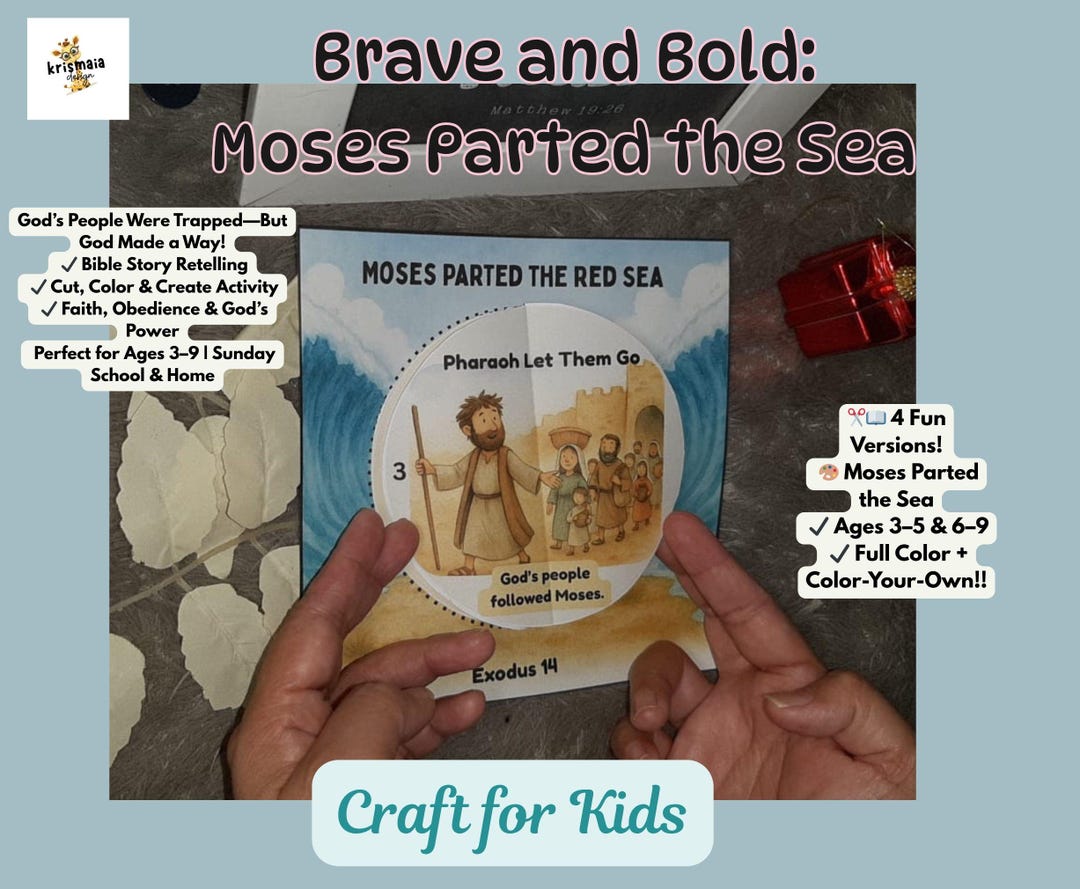 Moses Parts Red Sea Bible Craft: Cut, Color, Glue Activity (PDF ...
