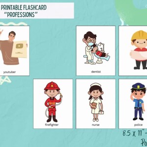 Printable Profession Flashcards for Kids 20 Ready to Print Flashcards ...