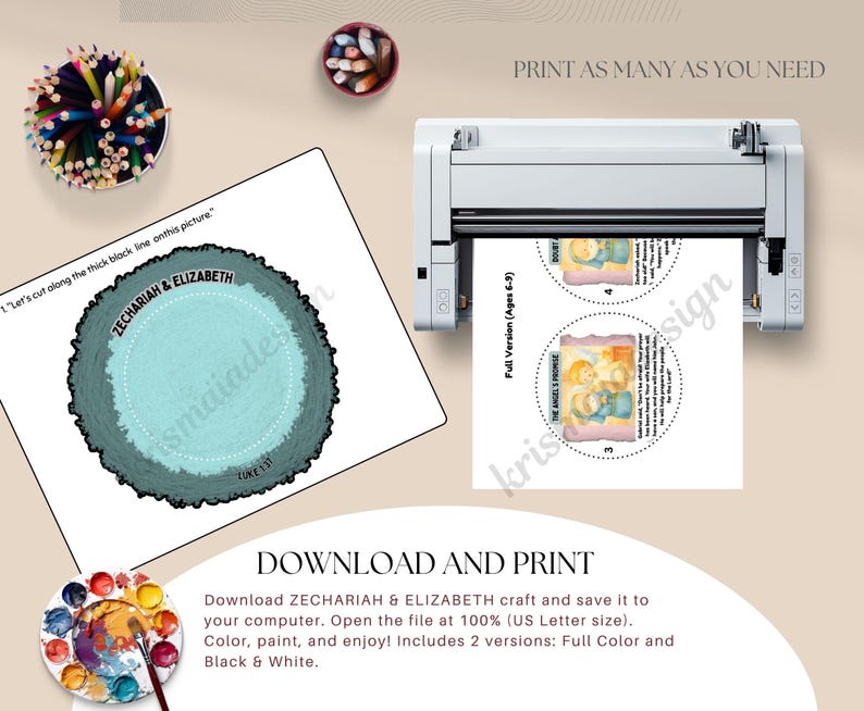 Zechariah and Elizabeth Bible Story Craft: Advent Activity (printable ...