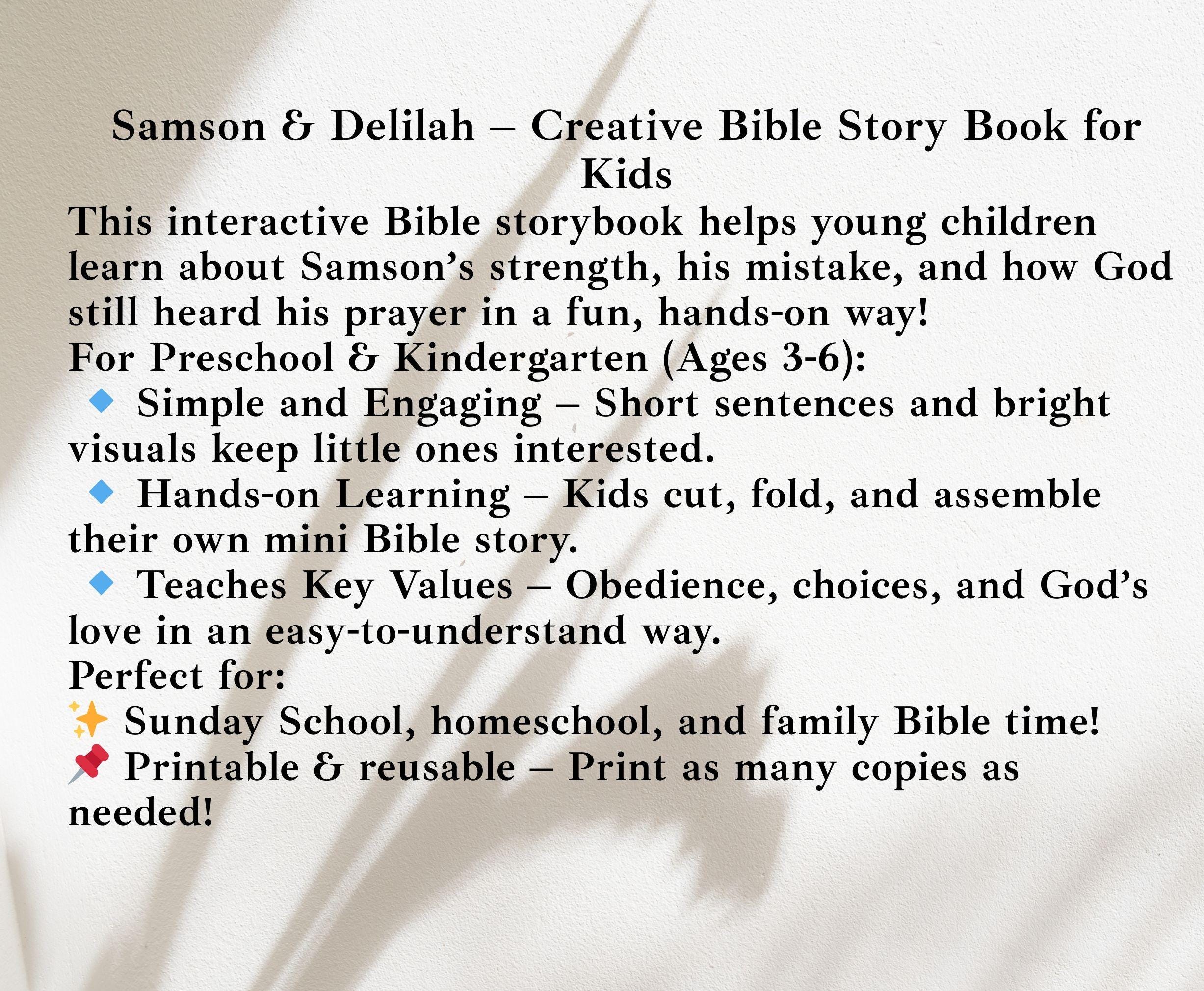 Samson and Delilah Bible Story Book: Printable Sunday School Craft (PDF ...