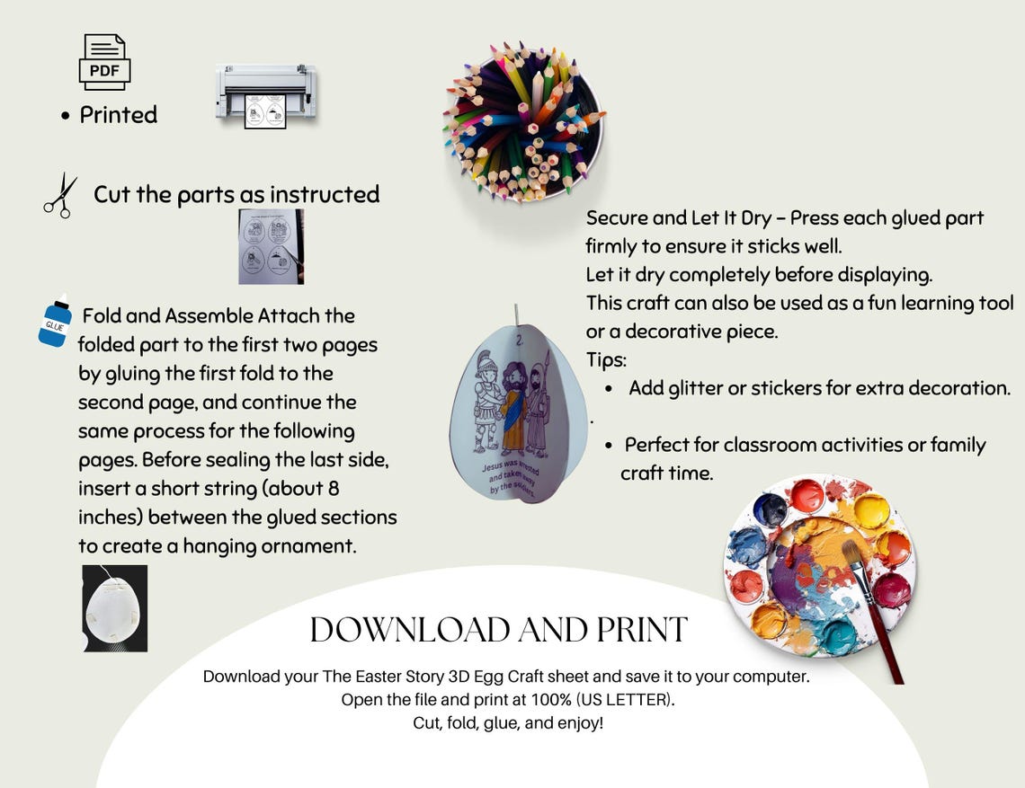 Easter Story 3D Egg Craft: Christian Kids Activity (PDF Printable) - Etsy