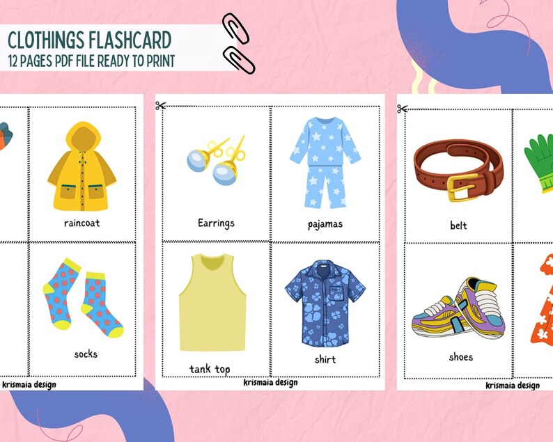 Clothing Flash Cards for Preschool and Special Needs Children Printable ...