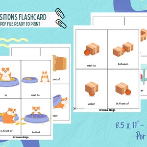 Prepositions Flashcards Printable Flashcards for Kids - Etsy