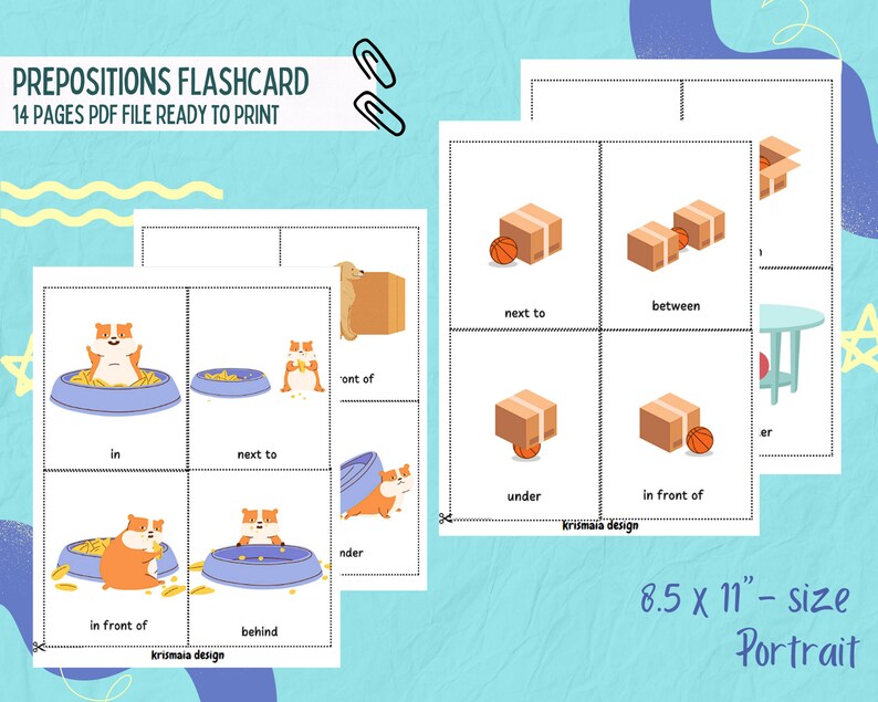 Prepositions Flashcards Printable Flashcards for Kids - Etsy