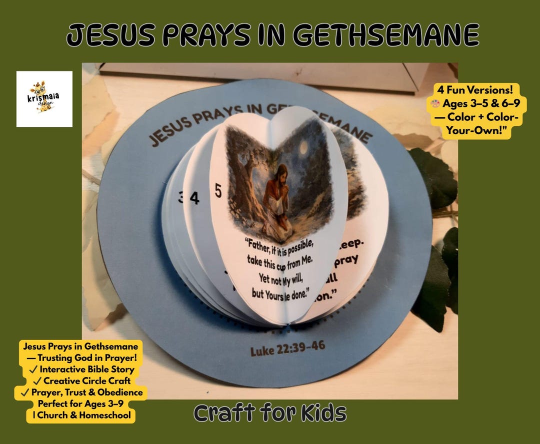 Jesus Prays in Gethsemane Bible Craft: Kids Sunday School Activity (PDF ...
