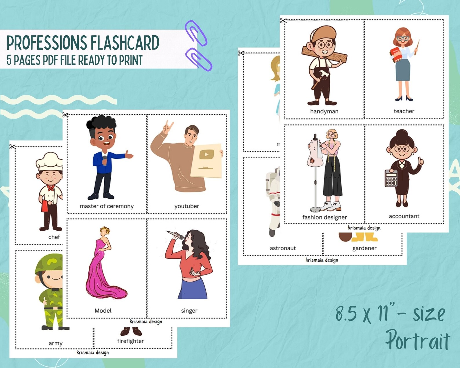 Printable Profession Flashcards for Kids 20 Ready to Print Flashcards ...