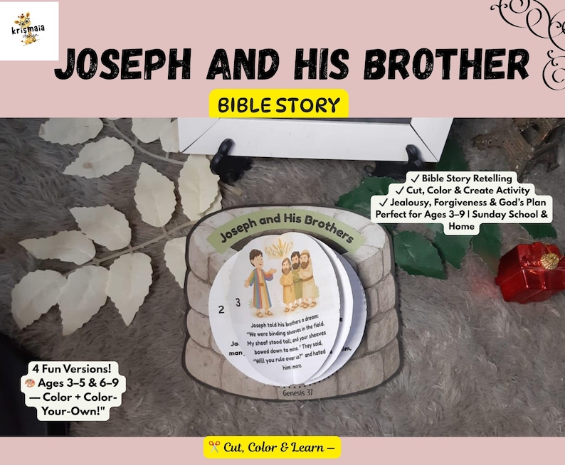 Joseph and His Brothers Bible Story Craft: Cut & Color Activity (PDF ...