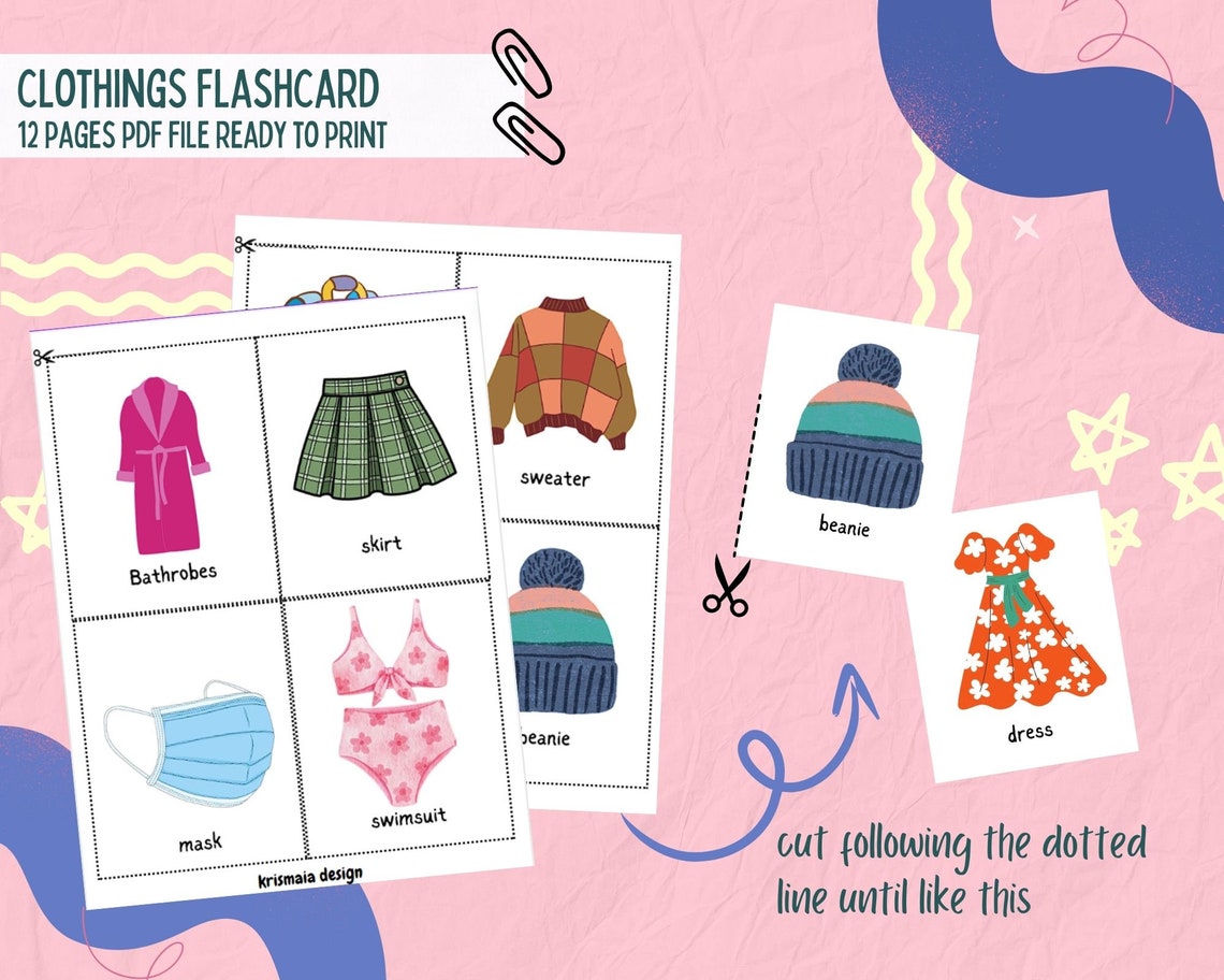 Clothing Flash Cards for Preschool and Special Needs Children Printable ...