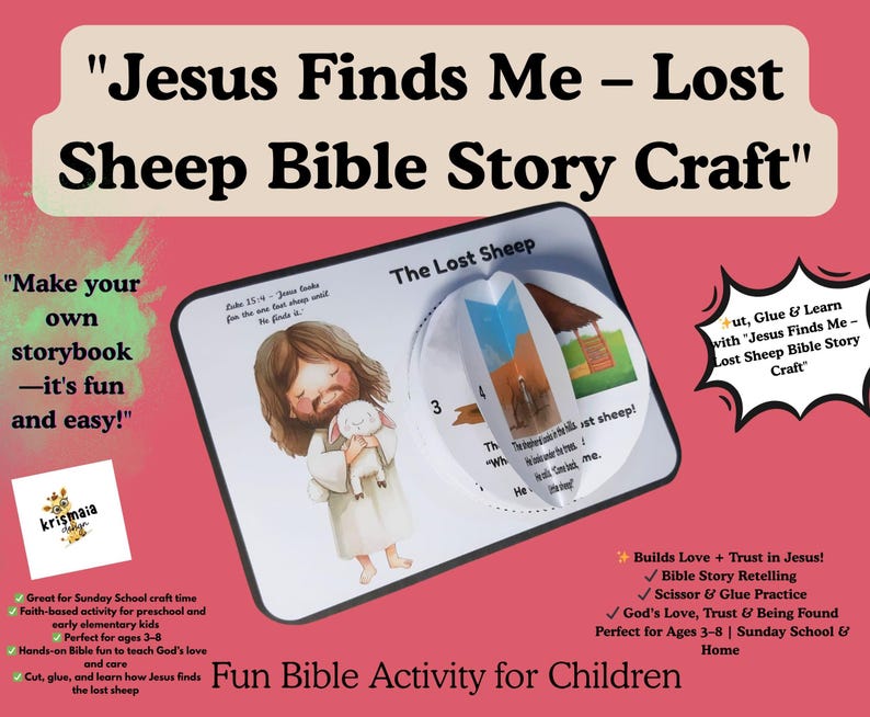 Lost Sheep Bible Story Craft: Sunday School Activity Booklet (PDF ...