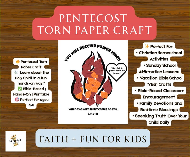 Pentecost Torn Paper Craft: Holy Spirit Sunday School Activity (digital ...