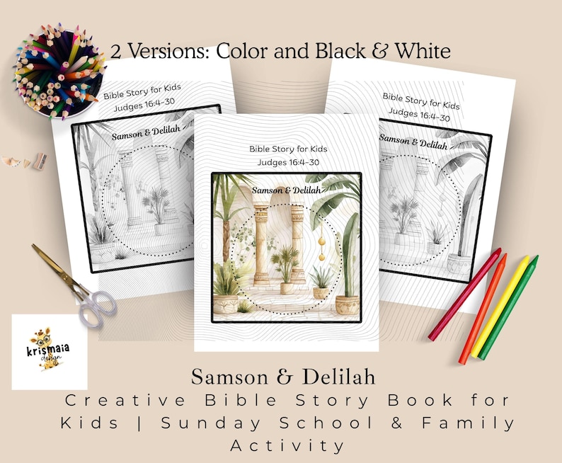 Samson and Delilah Bible Story Book: Printable Sunday School Craft (PDF ...