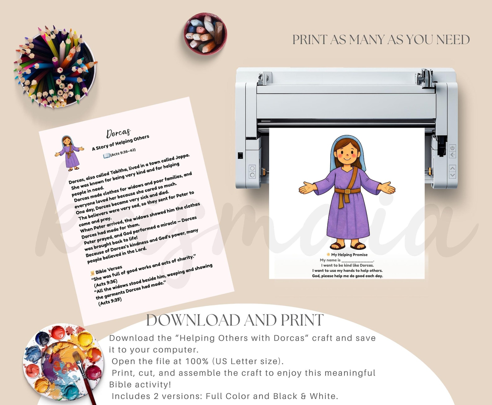 Helping Others Bible Craft for Kids – Dorcas Helping Hands Kindness ...