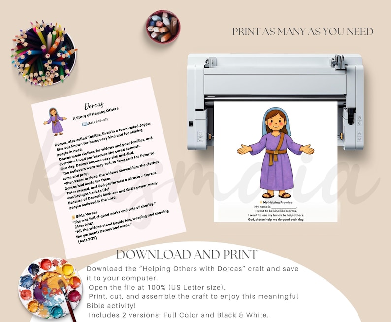 Helping Others Bible Craft for Kids – Dorcas Helping Hands Kindness ...