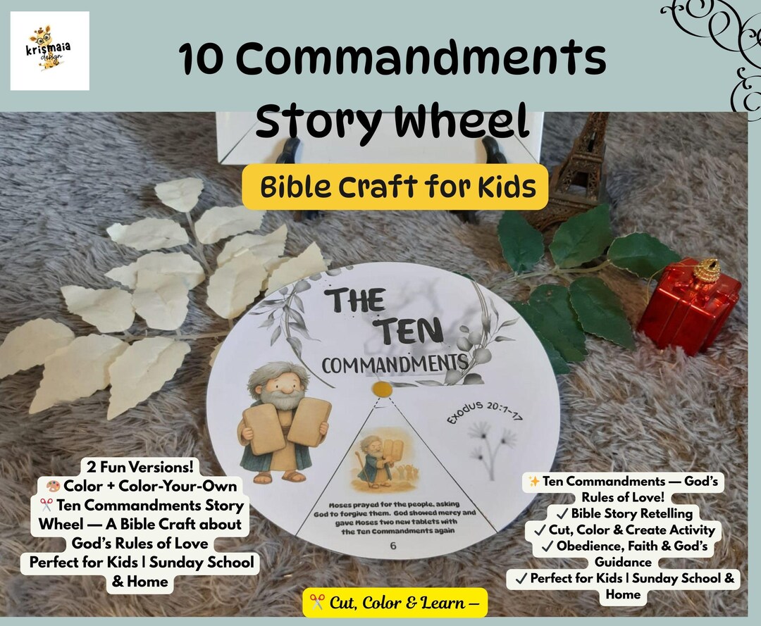 Ten Commandments Story Wheel: Bible Craft for Kids (digital Download ...