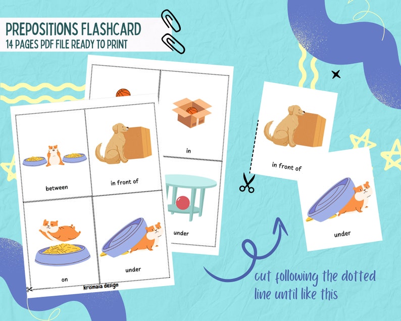 Prepositions Flashcards Printable Flashcards for Kids - Etsy