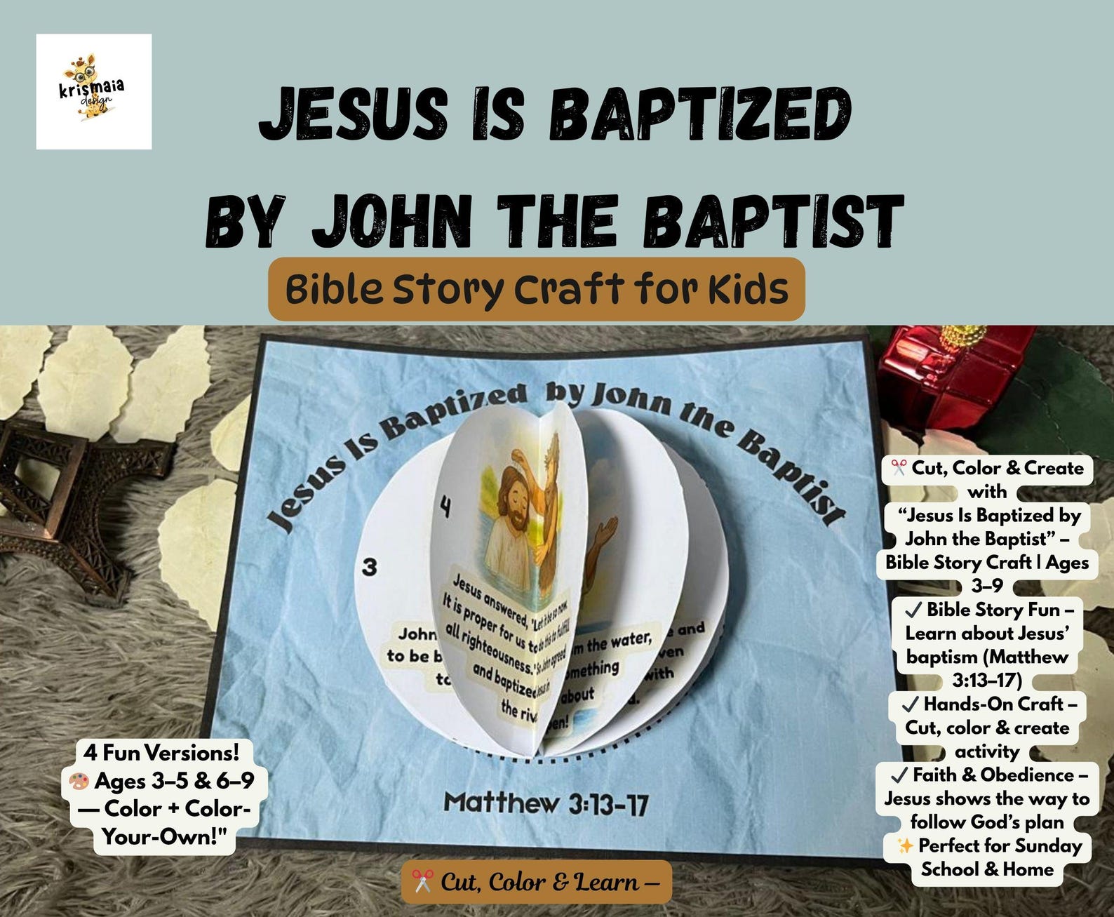 Jesus is Baptized by John the Baptist Bible Story Craft: Sunday School ...