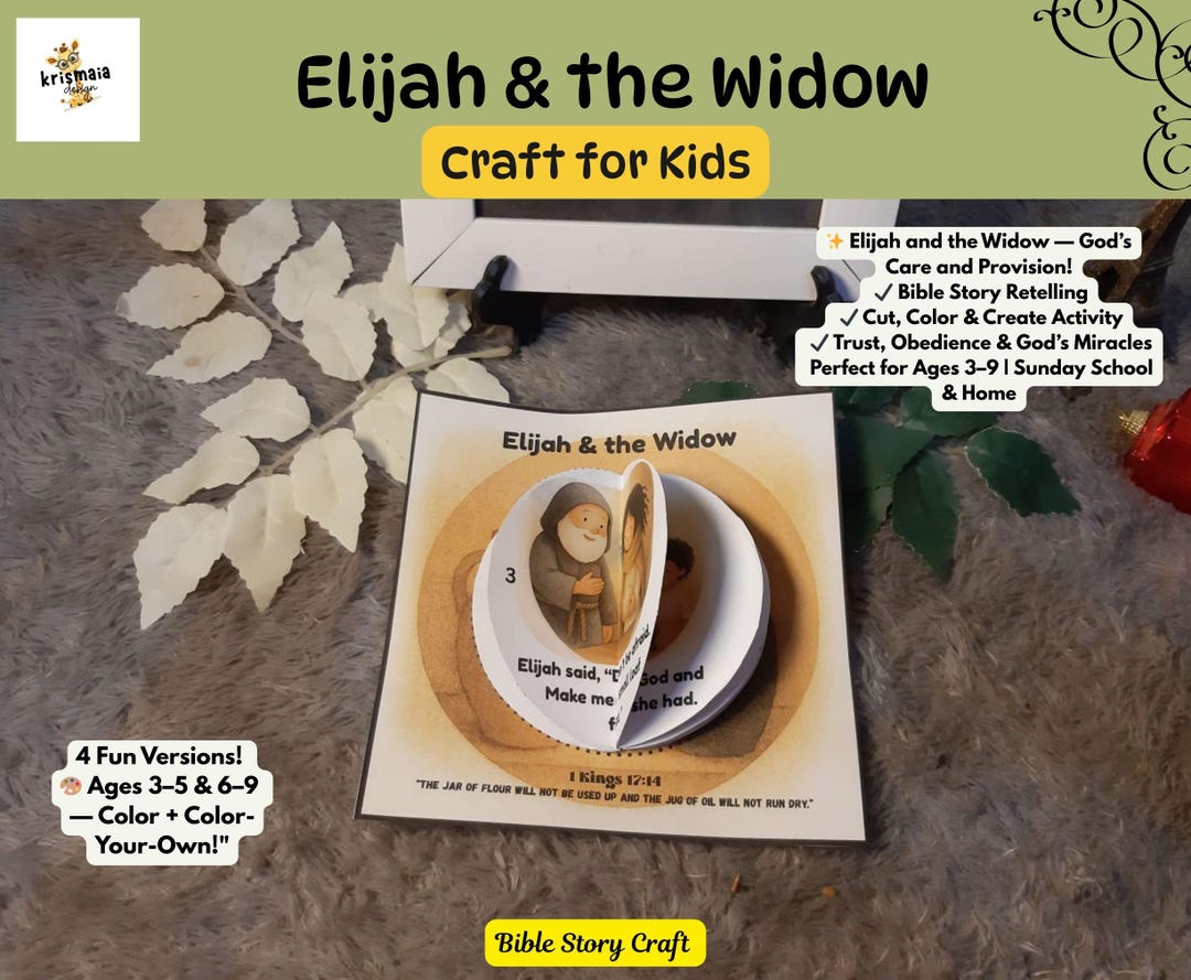 Elijah and the Widow Bible Story Craft for Kids – Circle Time Printable ...