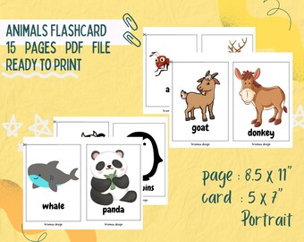 60 Animal Flashcards, Animal Printable Flashcards, Preschool Flashcards ...