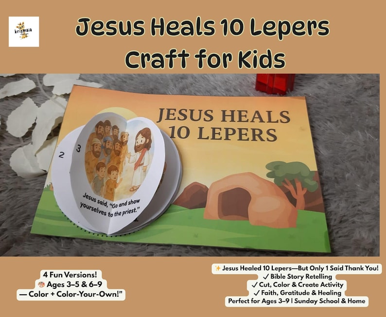 Jesus Heals 10 Lepers Bible Story Craft: Sunday School Printable (PDF ...