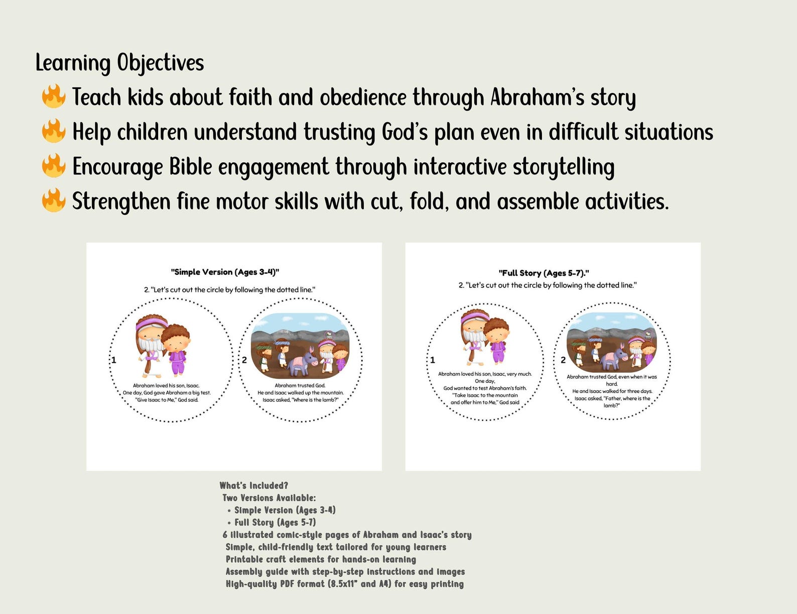 Abraham and Isaac Bible Story Craft | Printable Christian Activity for ...
