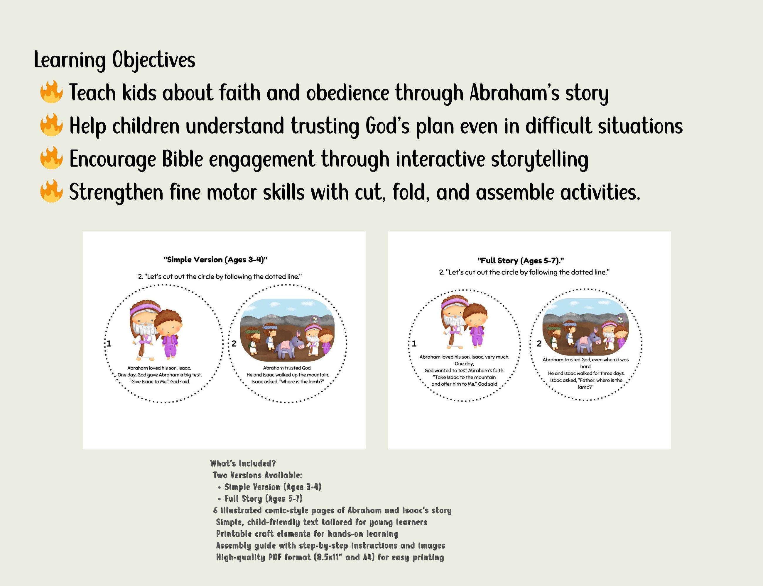 Abraham and Isaac Bible Story Craft: Printable Christian Activity (PDF ...