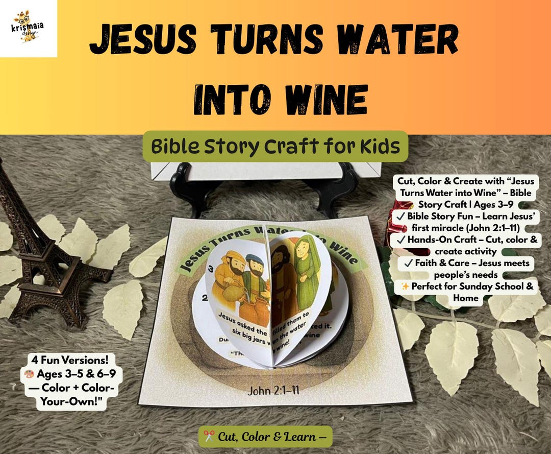 Jesus Turns Water Into Wine Bible Story Craft: Sunday School Activity ...