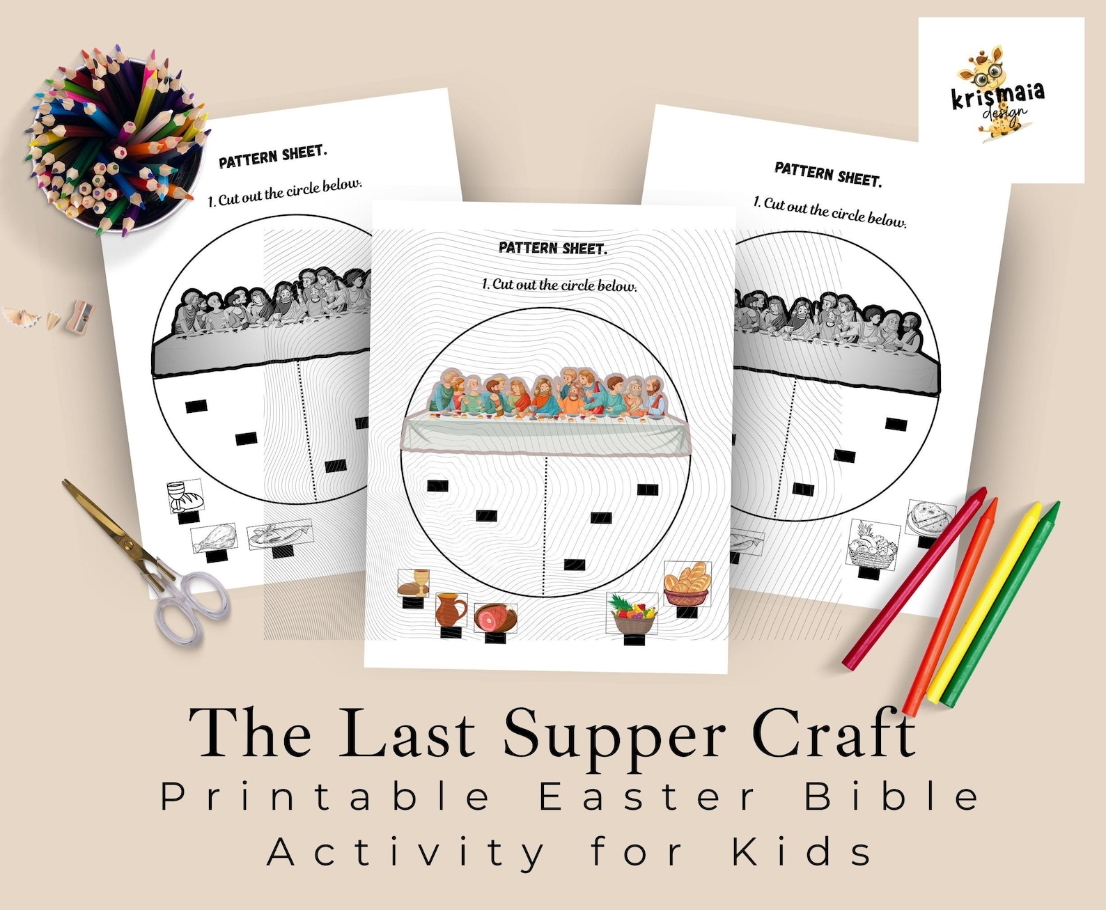 The Last Supper Craft - Printable Easter Bible Activity for Kids, DIY ...