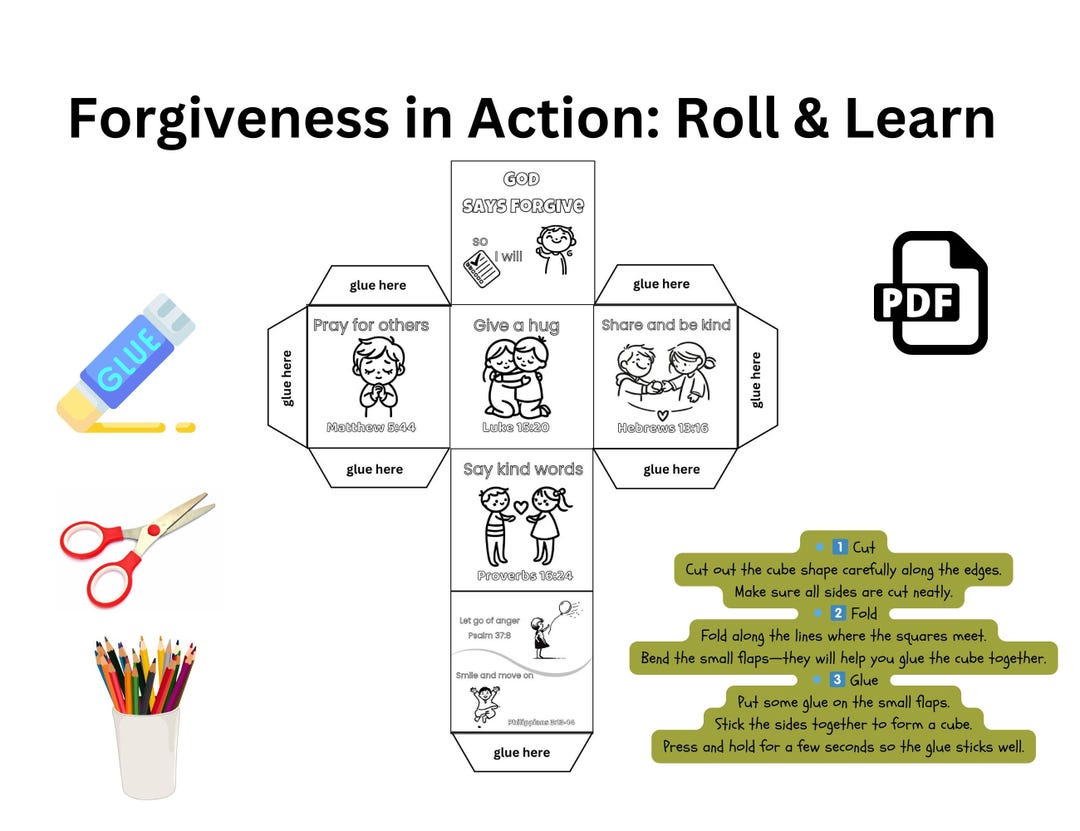 Forgiveness Coloring Cube: Bible Verse Activity (PDF Pattern) - Etsy