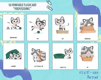 43 PREPOSITIONS Flashcards Prepositions of Place and Movement Printable ...