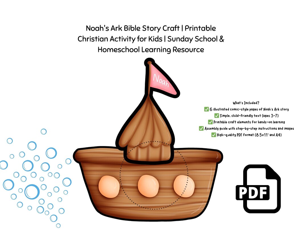 Noah's Ark Bible Story Craft | Printable Christian Activity for Kids ...